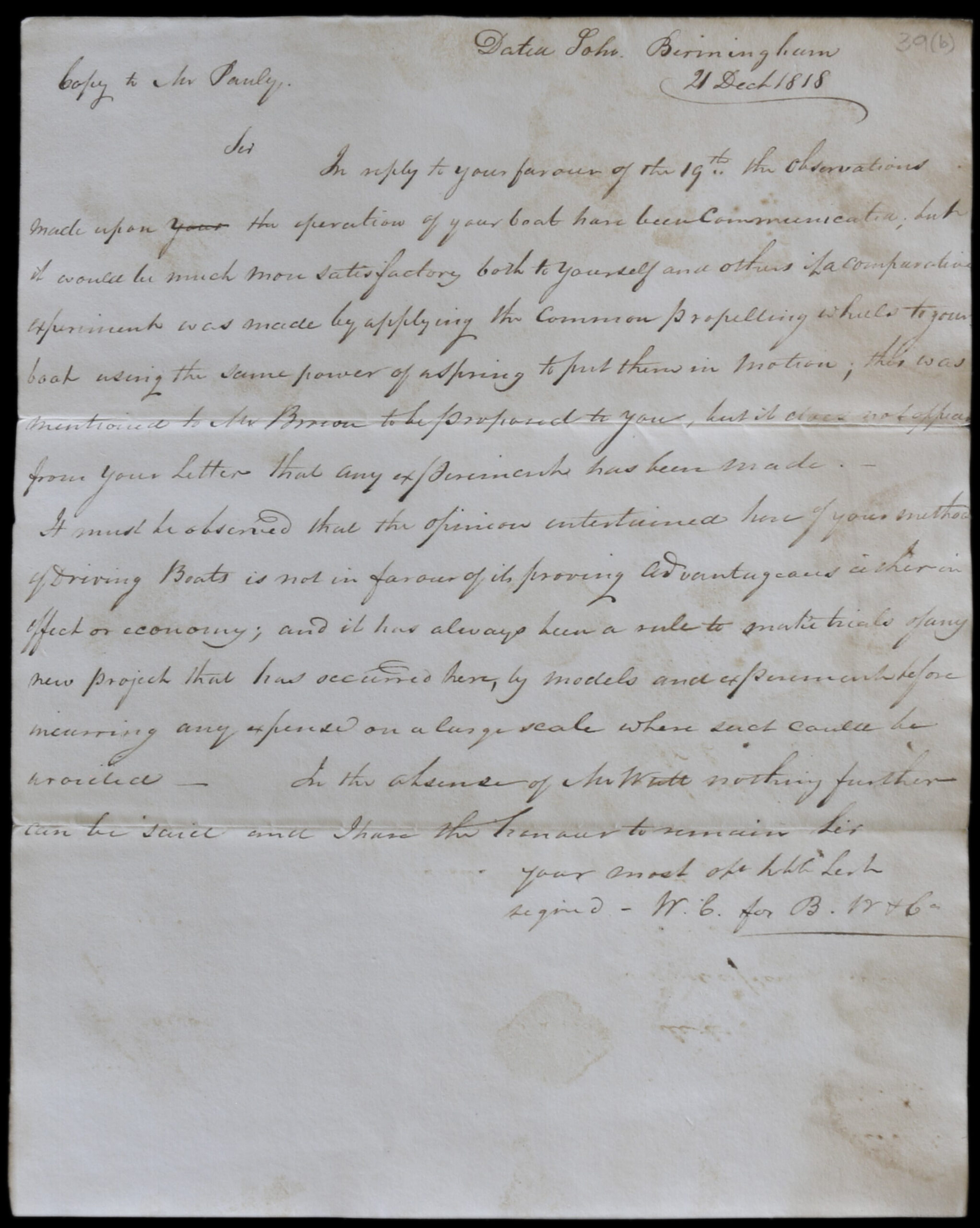 William Creighton’s Review of Pauly’s Boat Propulsion Experiment ...